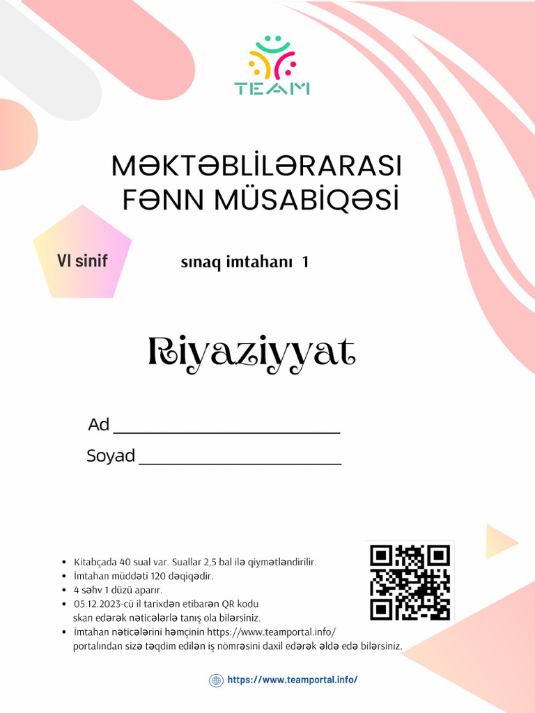 Riyaziyyat 6 (RFM) | PDF