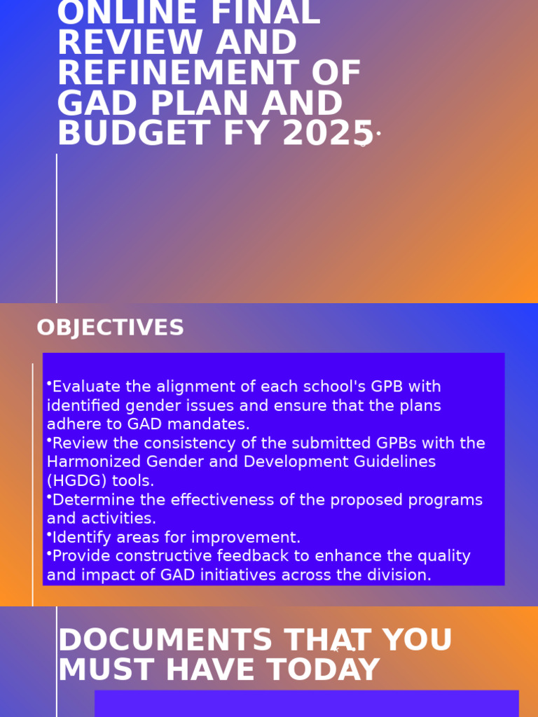 Online Final Review and Refinement of Gad Plan | PDF | Business ...