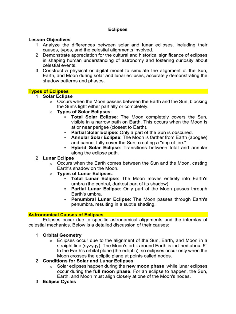 Eclipses Revised | PDF | Eclipse | Solar Eclipse