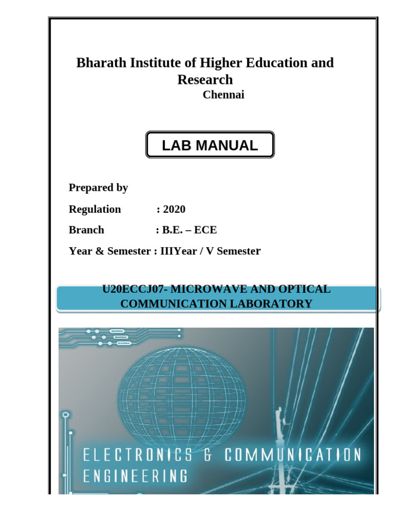 16 - Microwave and Optical Lab Manual | PDF | Electronic Oscillator ...