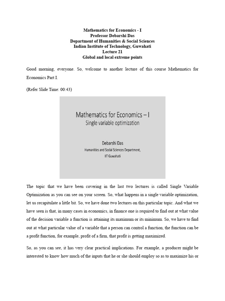 Lec 21 | PDF | Mathematical Optimization | Function (Mathematics)