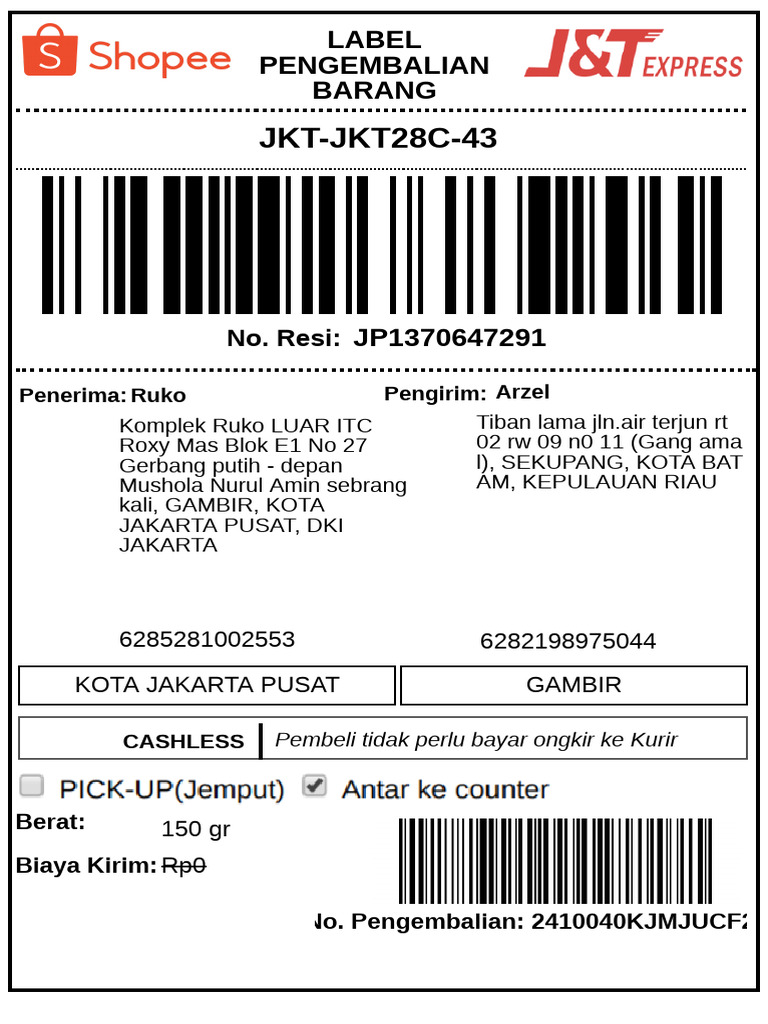 Contoh Shipping Label | PDF