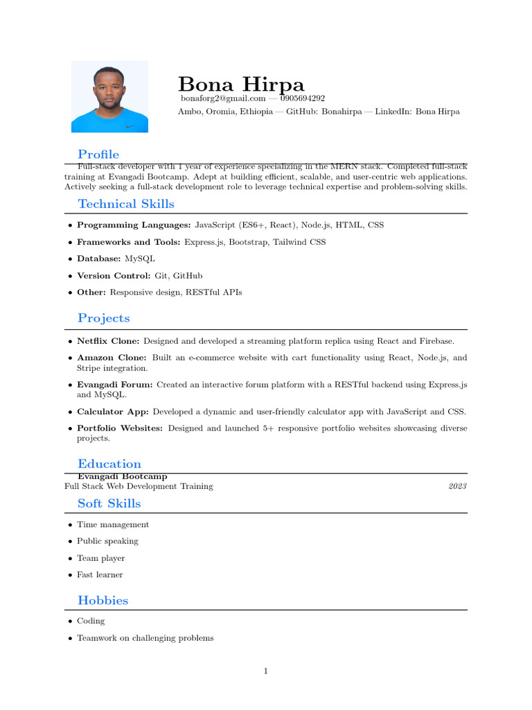 Full-Stack Developer Resume - MERN Expert | PDF