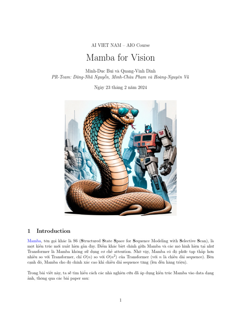 Mamba For Vision | PDF