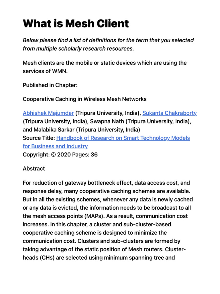 What Is Mesh Client - IGI Global Scientific Publishing | PDF