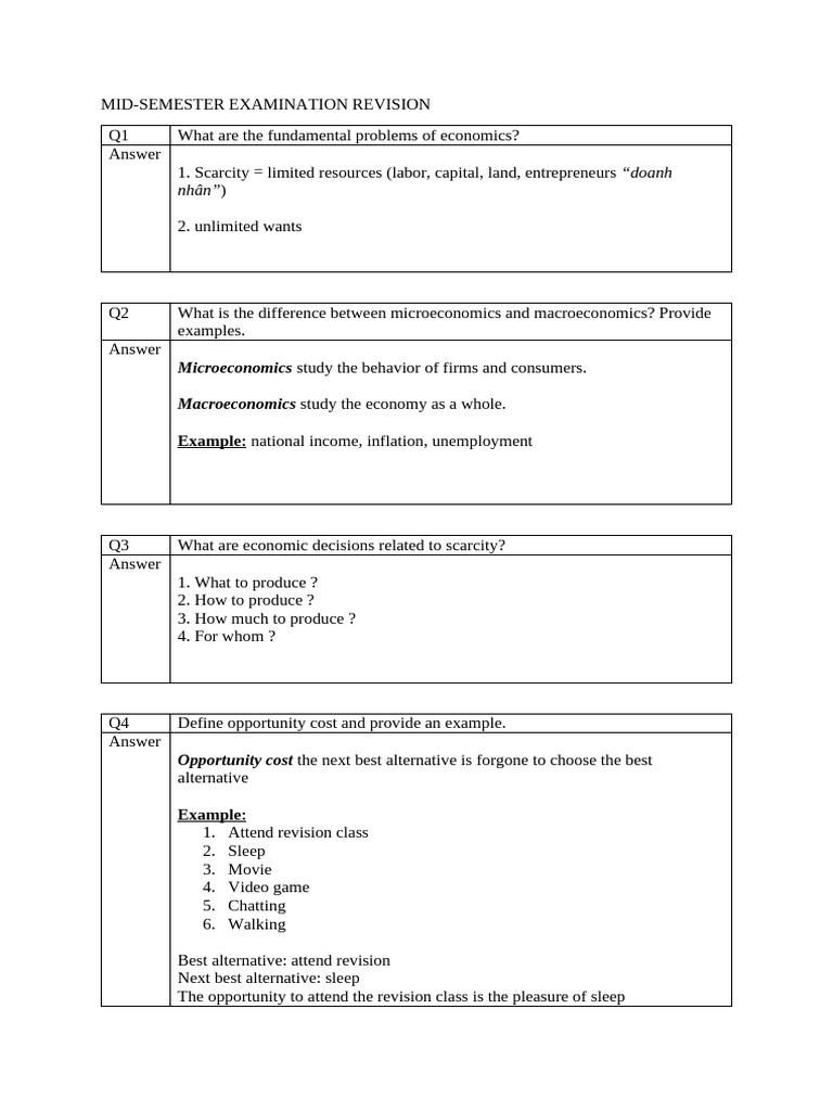 Midterm Revision ECO101 (Student Version) | PDF | Supply (Economics) | Utility