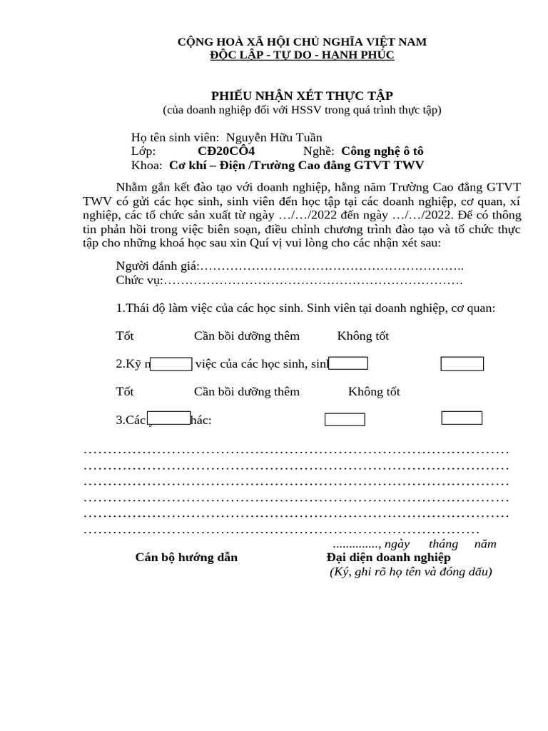 Mau Huong Dan Bao Cao Va Nhat Ky - 20221215 - 114403 | PDF