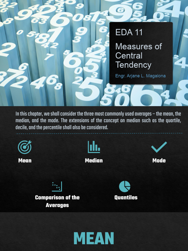 Eda 11 Measures of Central Tendency | PDF | Mean | Median