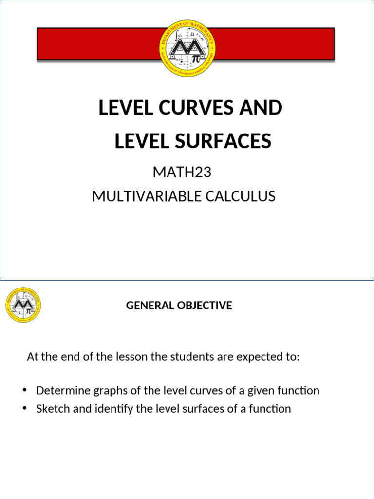 Lesson - 14 - Level Curves and Surfaces | PDF | Art | Science & Mathematics