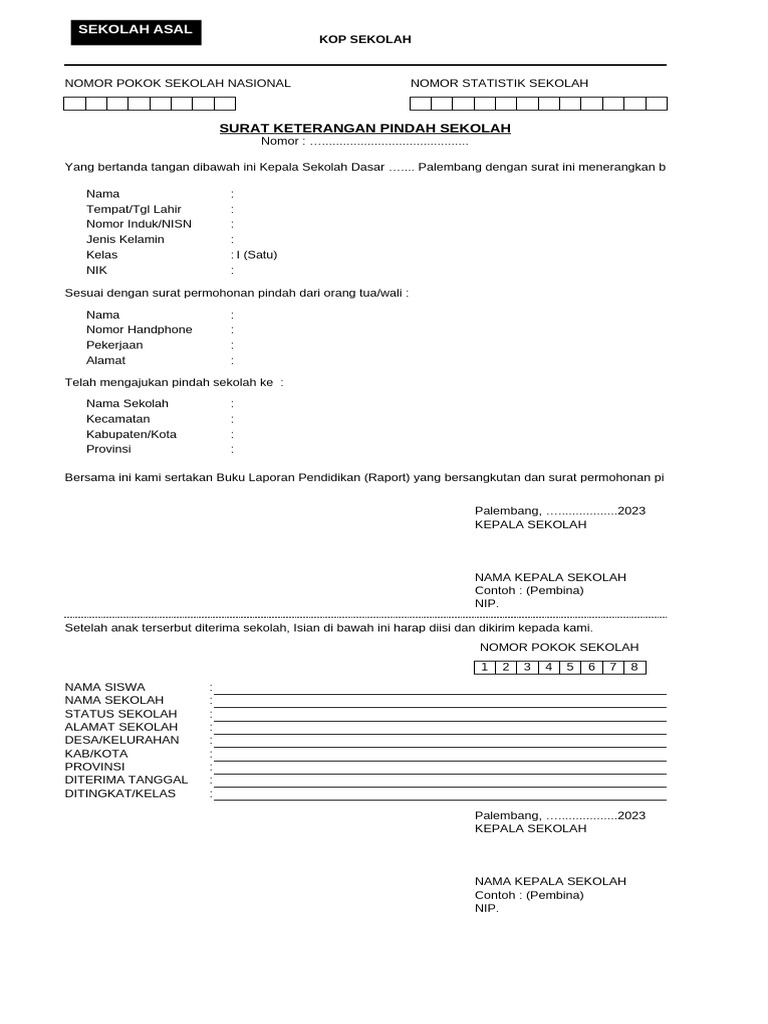 Contoh Format Mutasi 2022 | PDF