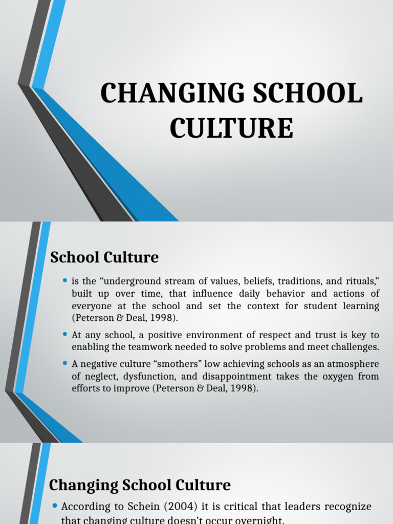 Changing School Culture | PDF | Teachers | Goal