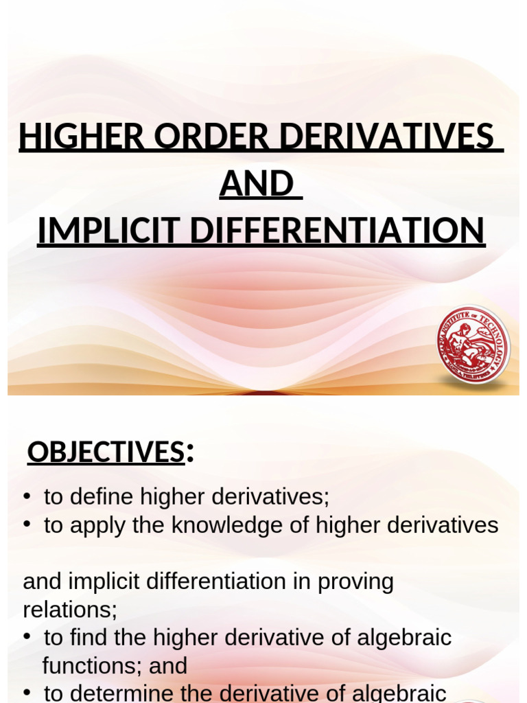 Lesson 5 Higher Derivatives & Implicit Differentiation | PDF | Function (Mathematics) | Derivative