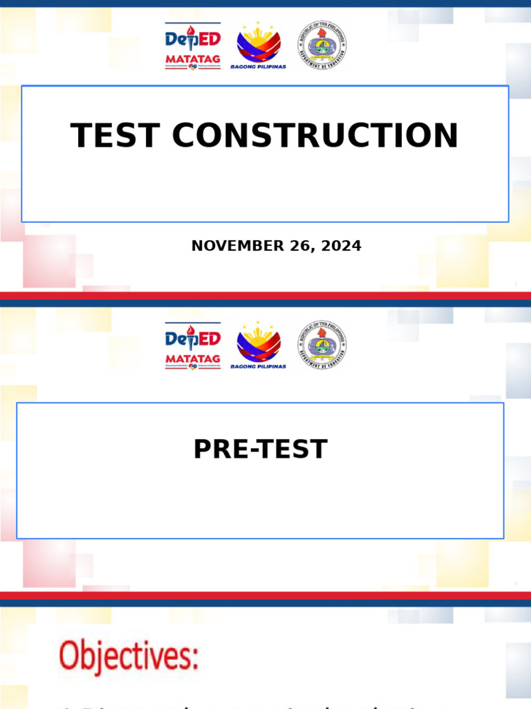 Session 8 - Test Construction and TOS | PDF