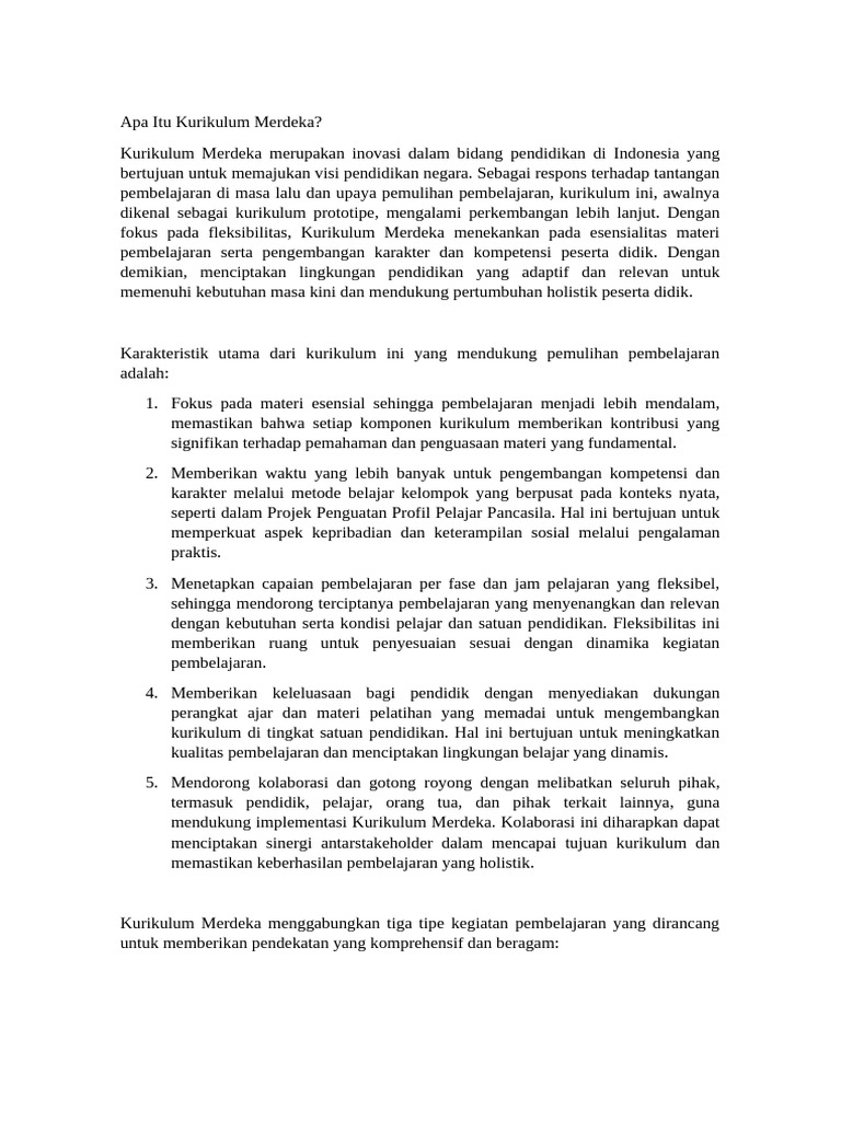 Apa Itu Kurikulum Merdeka | PDF