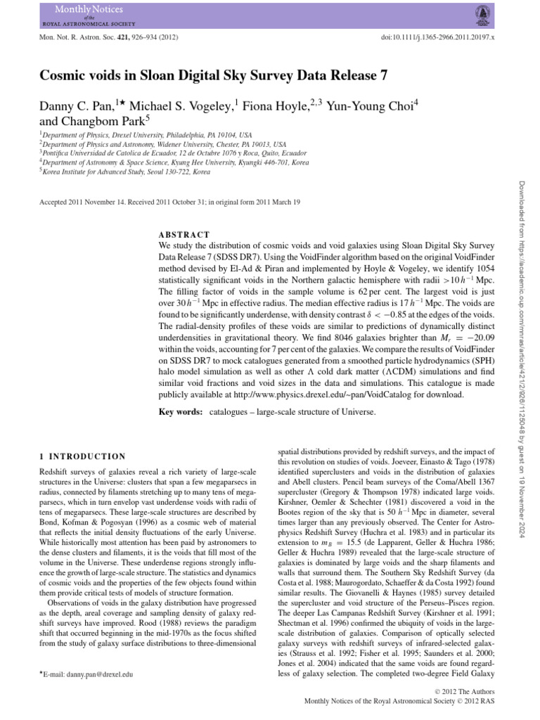 Cosmic Voids in SDSS DR7 | PDF | Galaxy | Extragalactic Astronomy