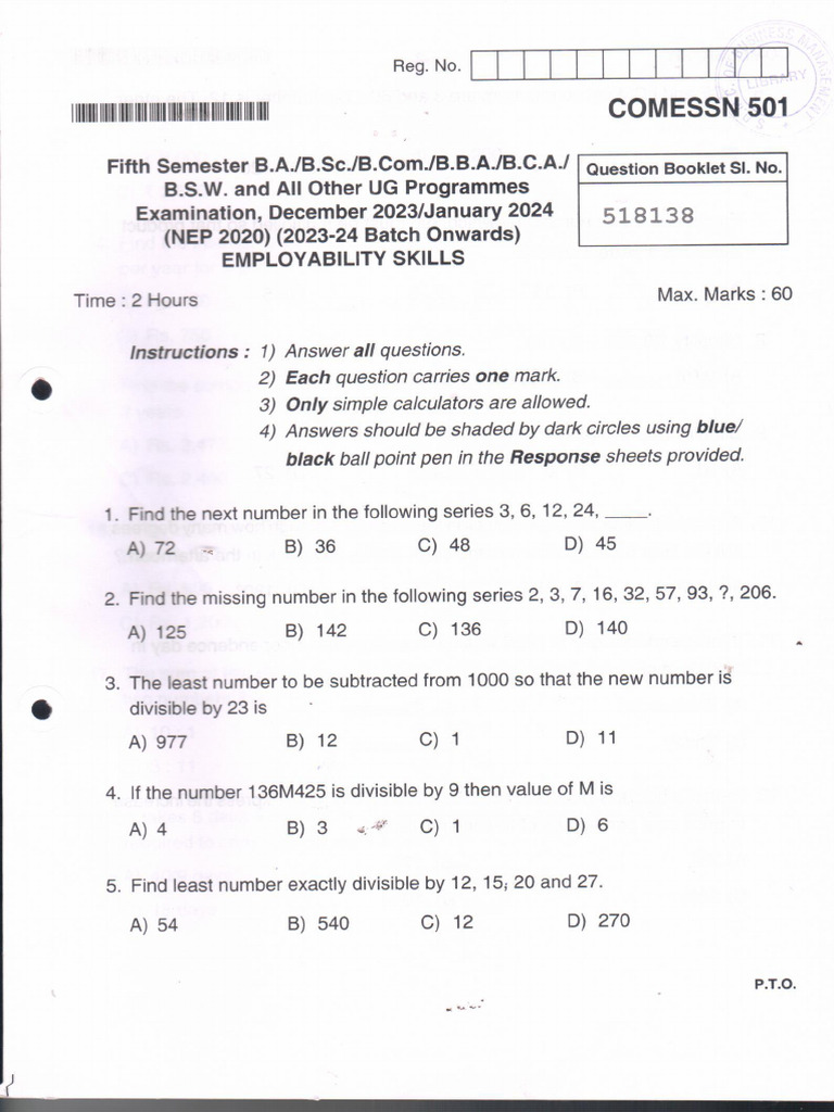 BBA V Semester Emloyability Skills NEP Jan 2024 | PDF