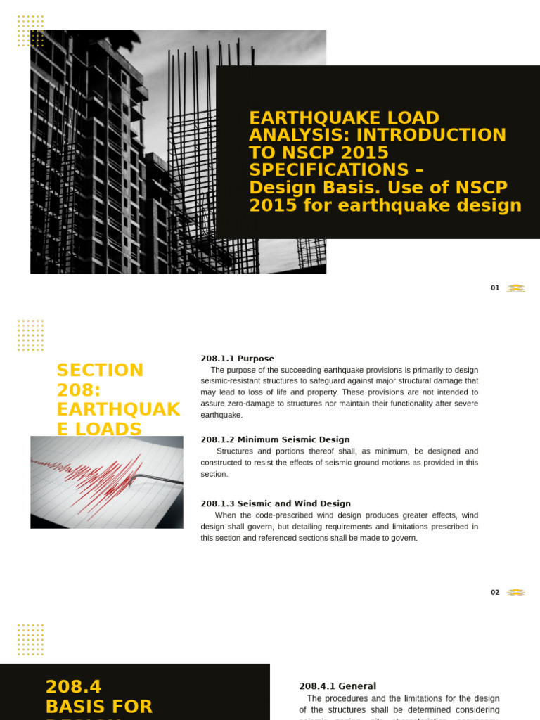 Earthquake Load Analysis Introduction To NSCP 2015 Specifications Design Basis. Use of NSCP 2015 ...