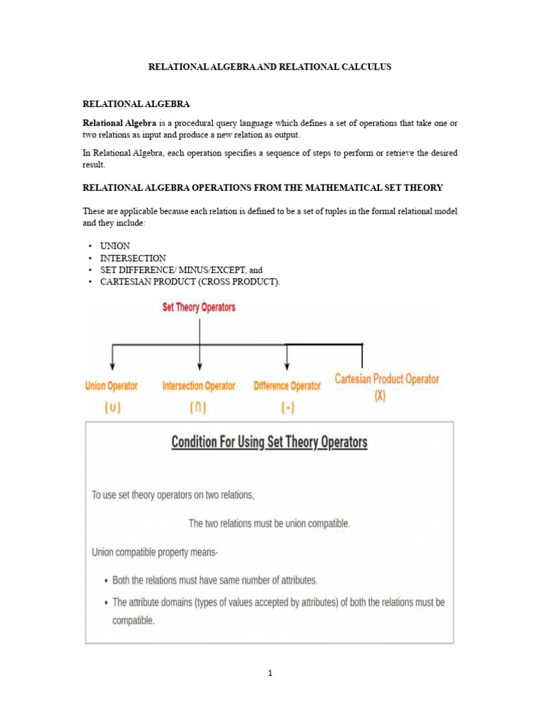 Relational Algebra Operations Explained | PDF | Relational Model | Mathematics