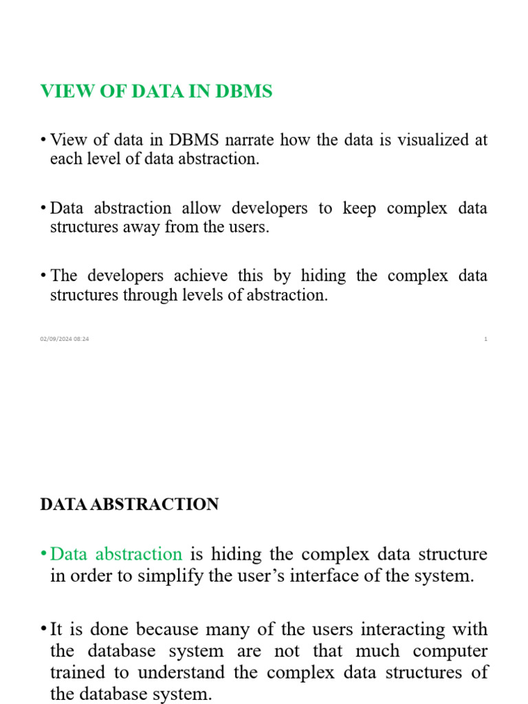 DBMS Data Abstraction & Schemas | PDF | Databases | Relational Database