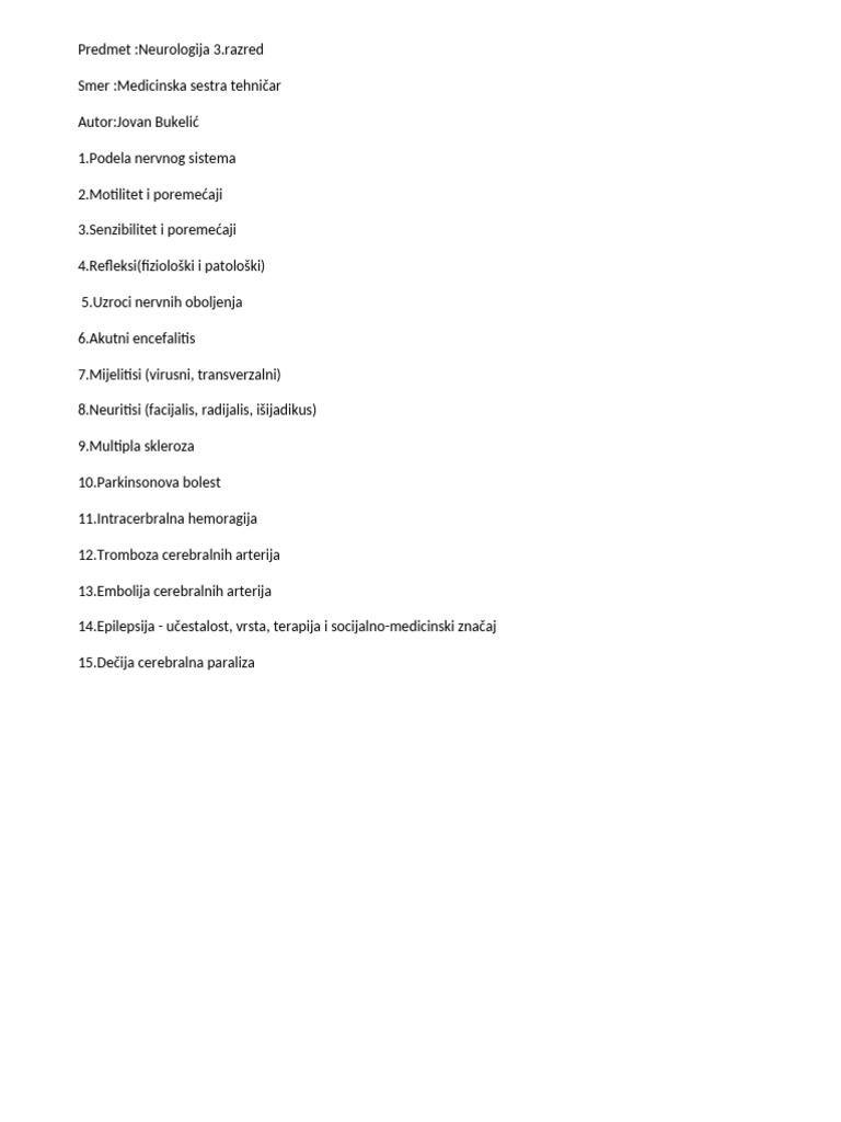 Neurologija | PDF