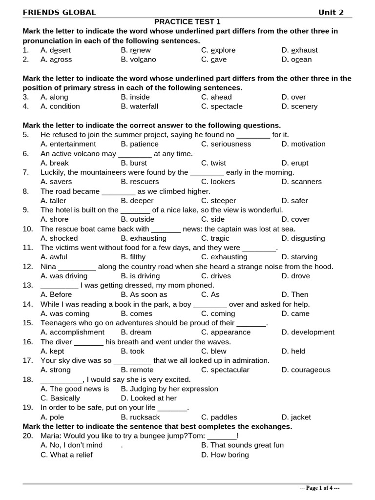 English Pronunciation & Grammar Test | PDF