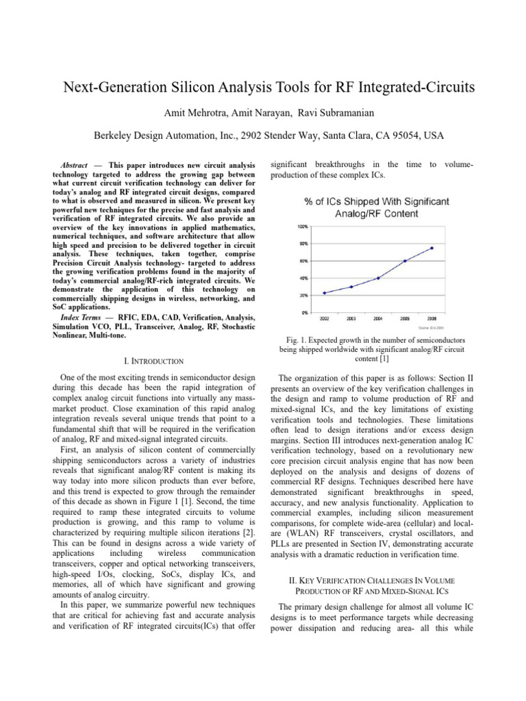 Nextgeneration Silicon Analysis Tools For RF Integratedcircuits | PDF | Electronic Circuits ...