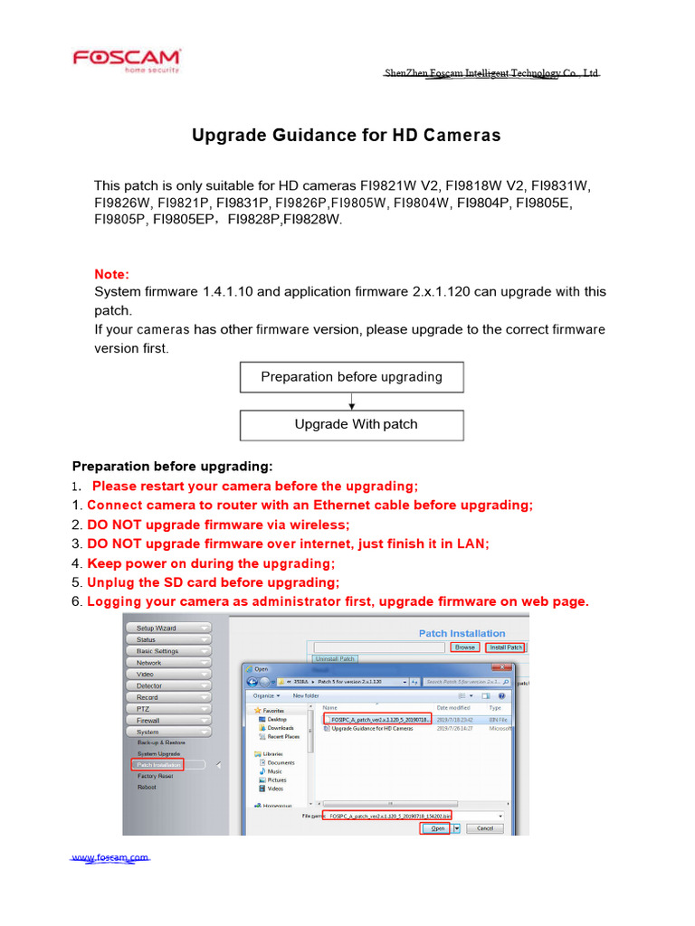 Upgrade Guidance for HD Cameras | PDF