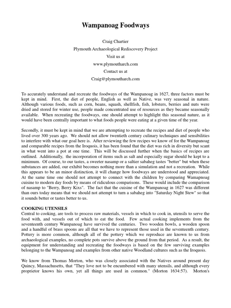 Wampanoag Foodways | PDF | Berry | Pottery