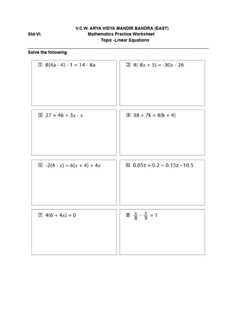 STD 6-Linear Equation | PDF | Teaching Methods & Materials