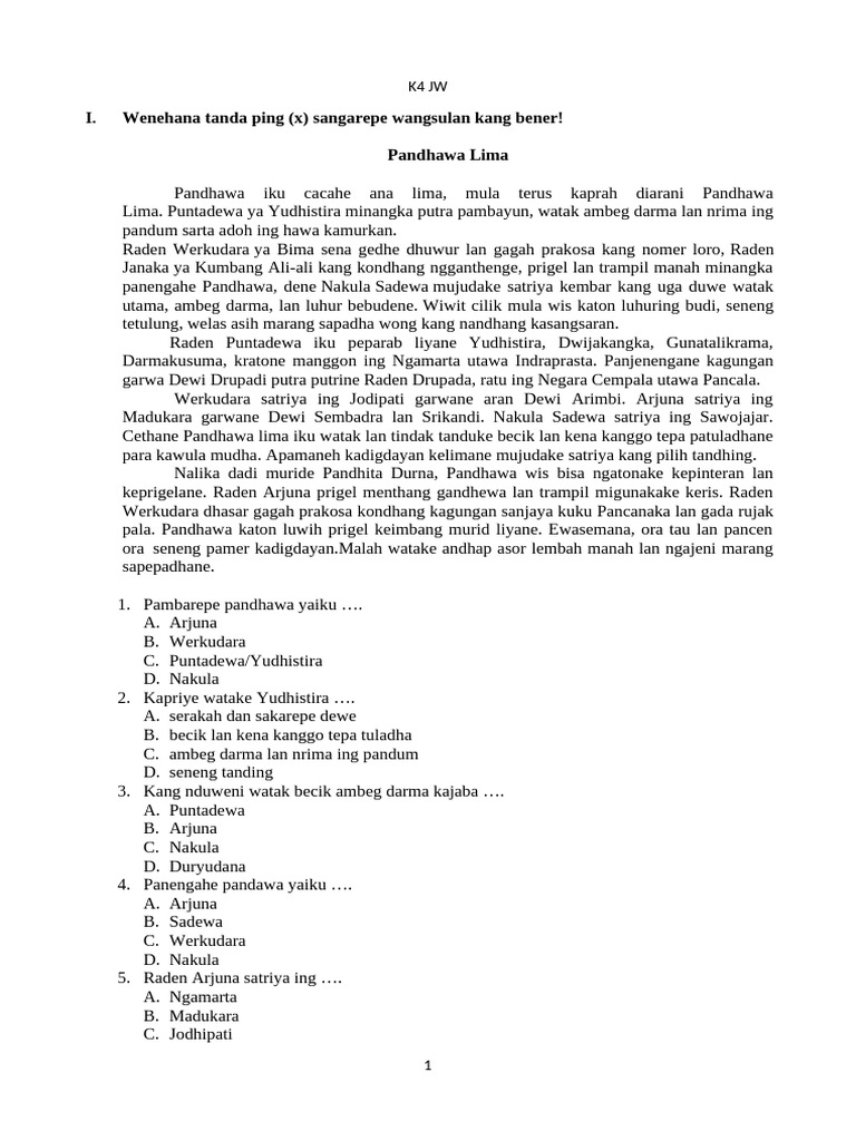 K 4 Uts Jawa 1 | PDF