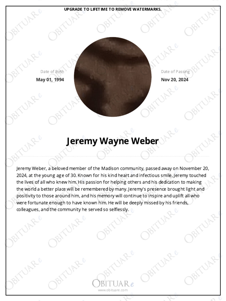 Remembering Jeremy Wayne Weber | PDF