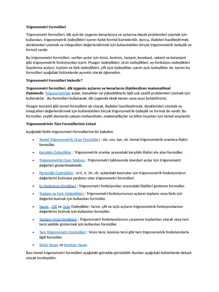 Trigonometri Konu Anlatımı | PDF
