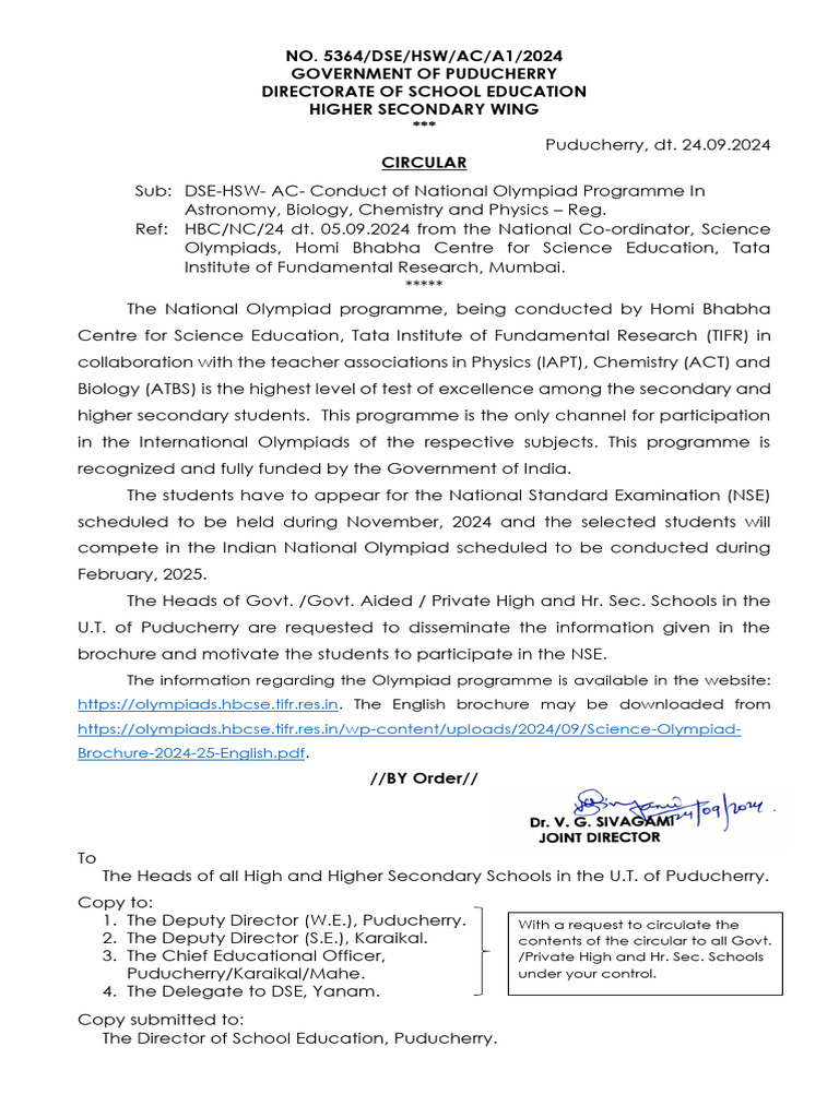 National Science Olympiad Circular | PDF | Science & Mathematics | Technology & Engineering