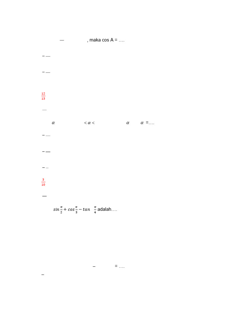 Latihan Soal Asat MTK - Trigonometri | PDF | Sains & Matematika | Teknologi & Rekayasa