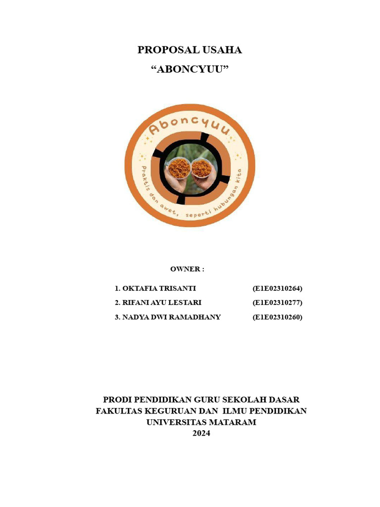 Proposal Usaha Kuliner Aboncyuu | PDF