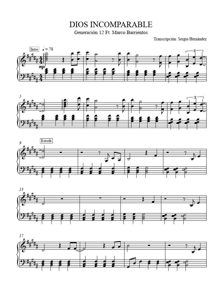 Dios Incomparable Partitura Youtube | PDF