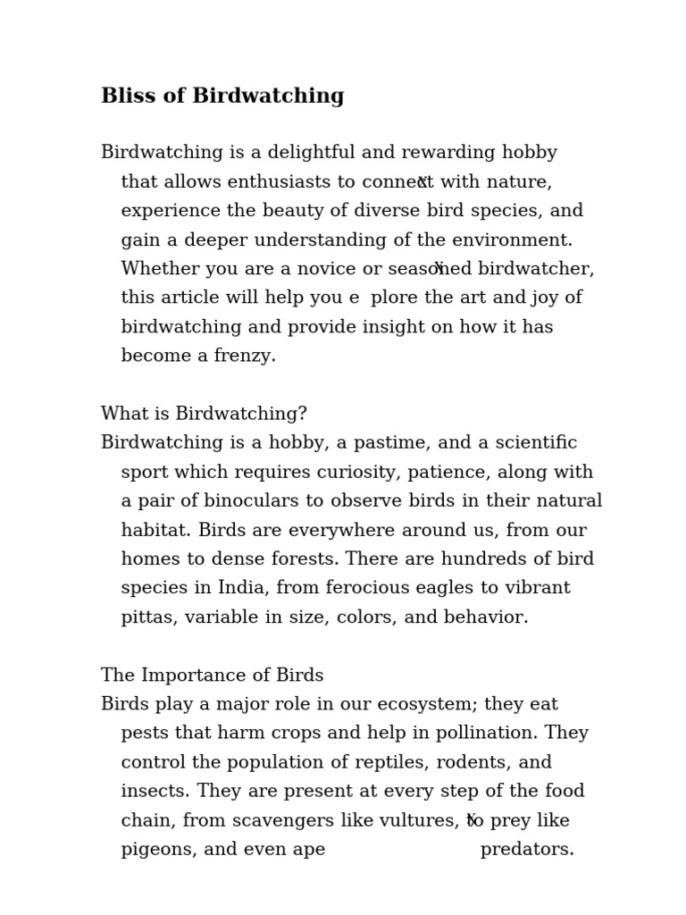Bliss of Birdwatching | PDF
