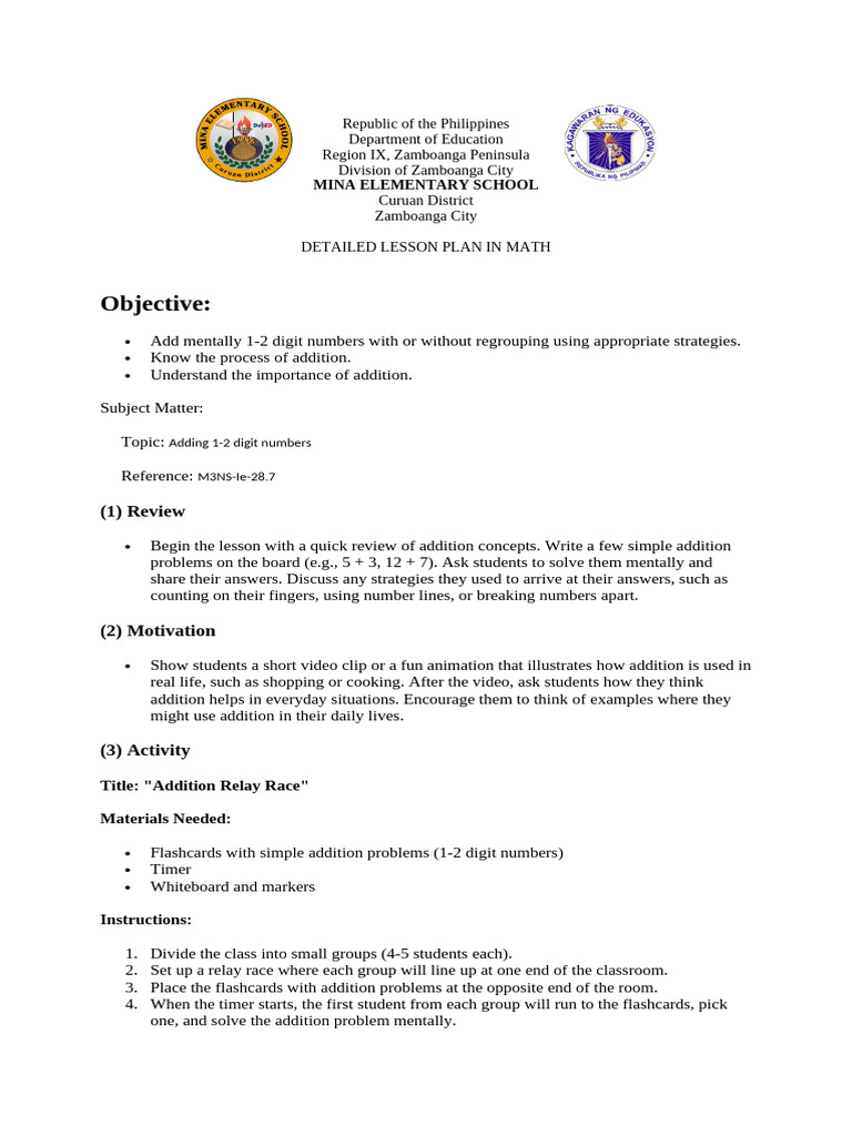 Lesson Plan Math Week 7 Day1 | PDF | Thought | Lesson Plan