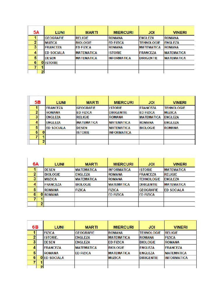 Orar Clase 21sept | PDF