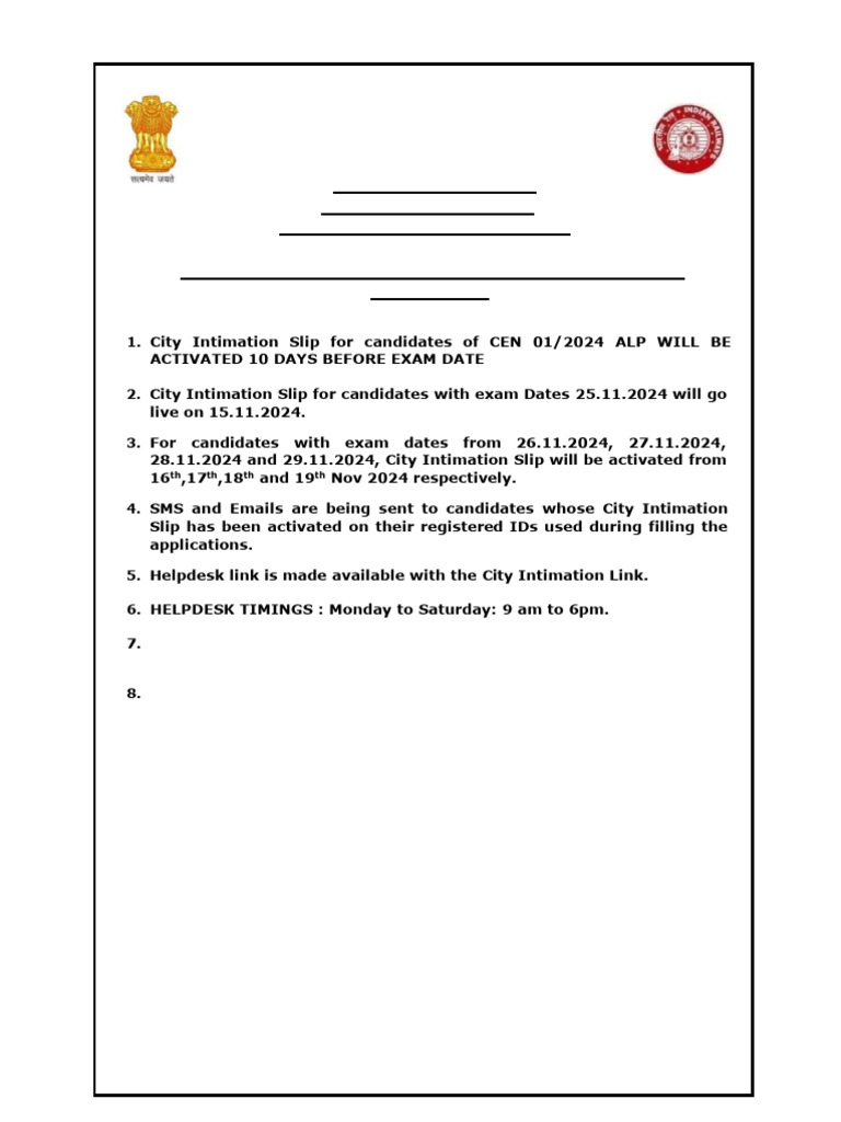 City Intimation Slip Notice-Combined | PDF