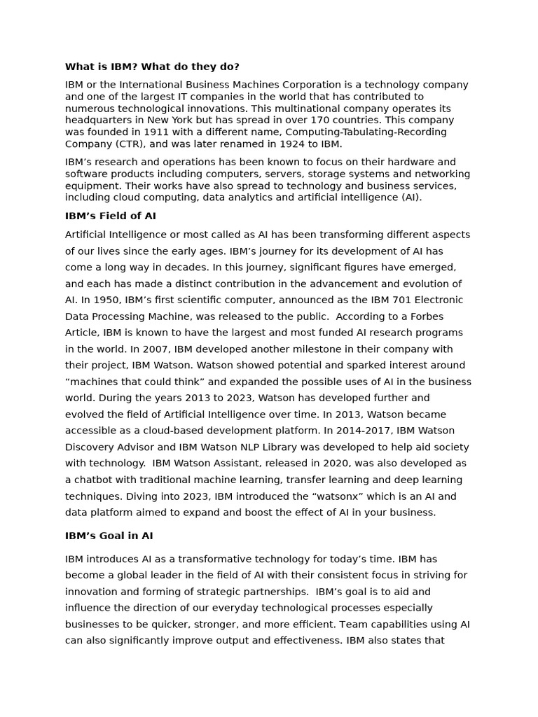 What Is IBM and How They Began AI | PDF | Ibm | Artificial Intelligence