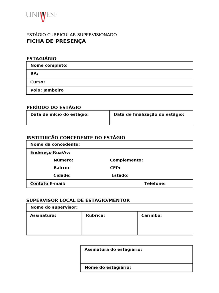Ficha de Estagio | PDF