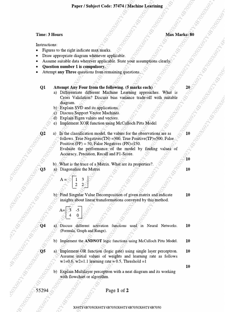 ML May 2024 Pyq | PDF