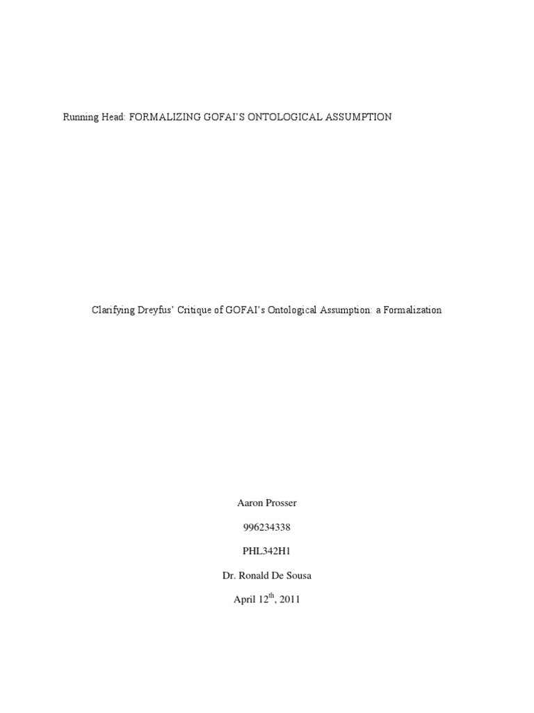 Formalizing GOFAI's Ontological Critique | PDF | Artificial Intelligence | Intelligence (AI ...