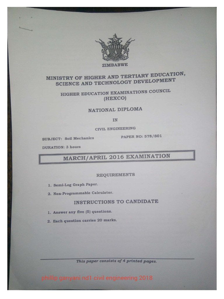 Nd1 Test Paper Civil Engineering | PDF