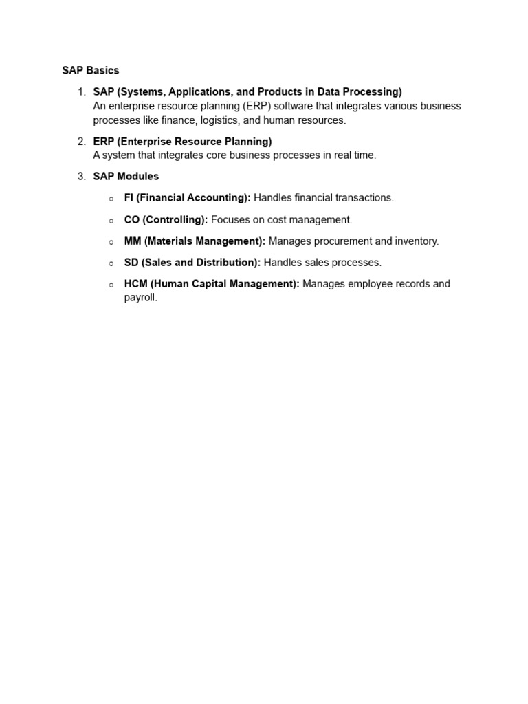 SAP Basics | PDF | Computing | Software