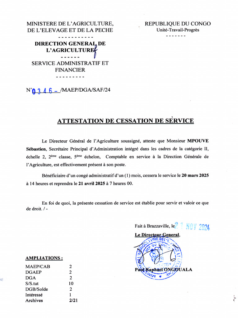 Cessation de Service | PDF