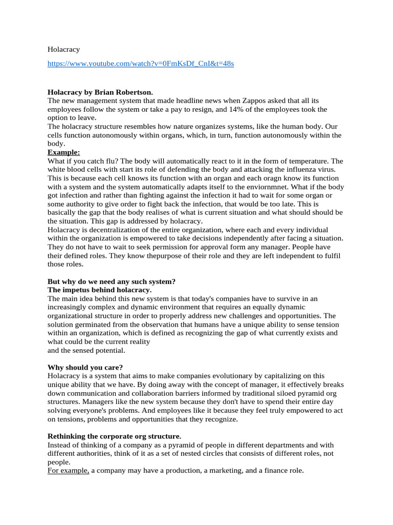Holacracy Pdf Business