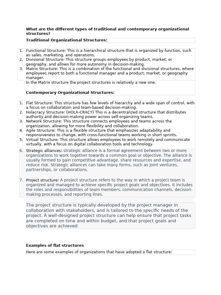 Example of Contemporary Structures | PDF | Organizational Structure ...