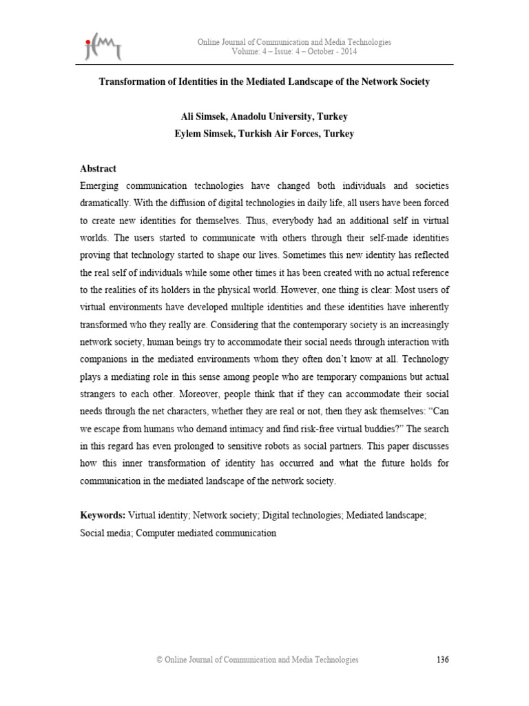 Transformation of Identities in The Mediated Landscape of 4yf1howp2z ...
